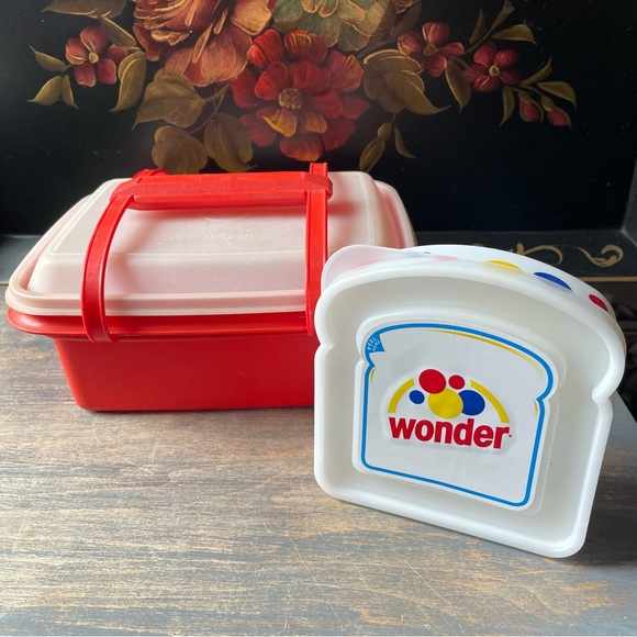 Tupperware | Kitchen | Vintage Red Tupperware Lunch Box Wonder Bread ...
